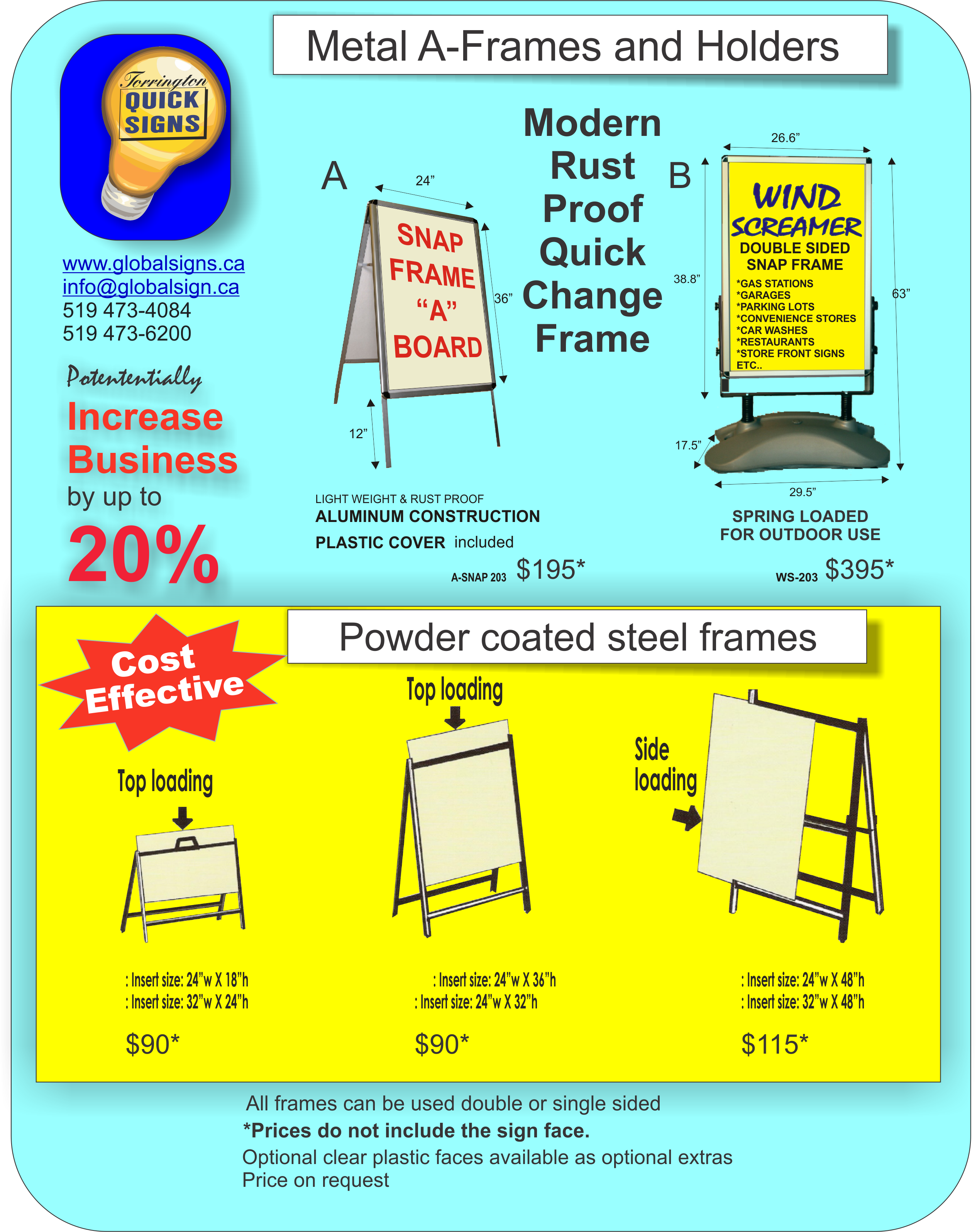 A Frame and holders – GlobalSigns.ca